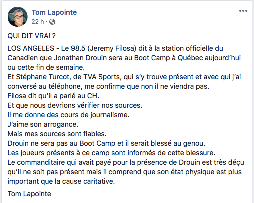 Hockey30 | Tom Lapointe persiste et signe: Jonathan Drouin est ...