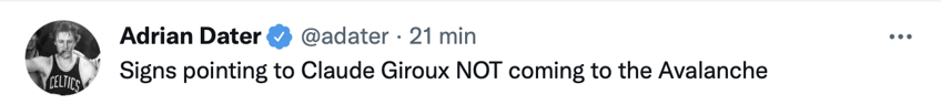 Hockey30 | Colorado serait OUT du dossier Claude Giroux...